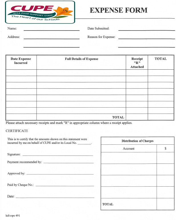 Expense Form - CUPE 4254